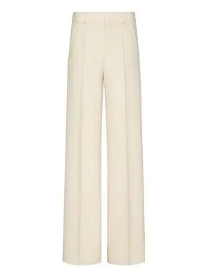 Valentino Garavani Valentino Straight Fit Wool Trousers Beige