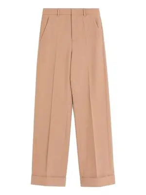 Valentino Garavani Valentino Straight Fit Wool Trousers Camel
