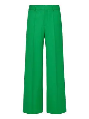Valentino Garavani Valentino Straight Fit Wool Trousers Green