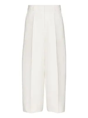 Valentino Garavani Valentino Straight Fit Wool Trousers Ivory