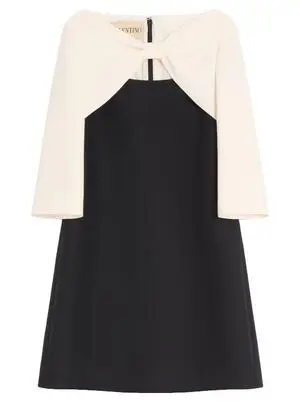Valentino Garavani Crepe Couture Short Dress With Pleated Ruffles - Black/birch