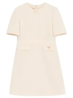 Valentino Garavani Crepe Couture Short Dress With Pleated Ruffles - Vanilla