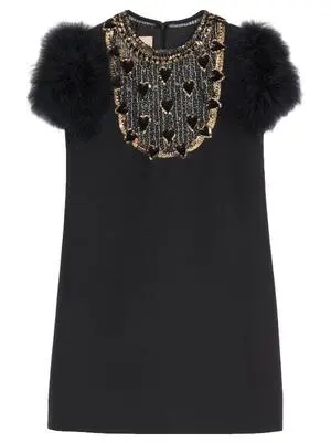 Valentino Garavani Embroidered Crepe Couture Short Dress - Black/gold/silver