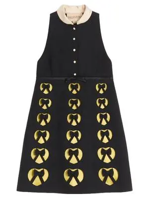 Valentino Garavani Embroidered Crepe Couture Short Dress - Black/yellow