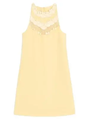 Valentino Garavani Embroidered Crepe Couture Short Dress - Yellow
