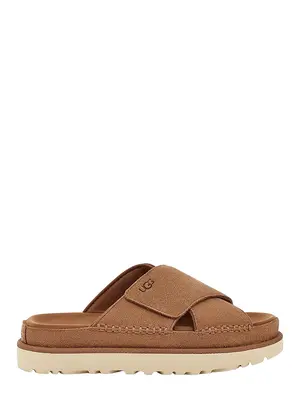 UGG Women's Goldenstar Suede Slides - Black  Chestnut