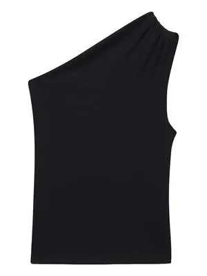ANINE BING Camila One-shoulder Ribbed Top - Black