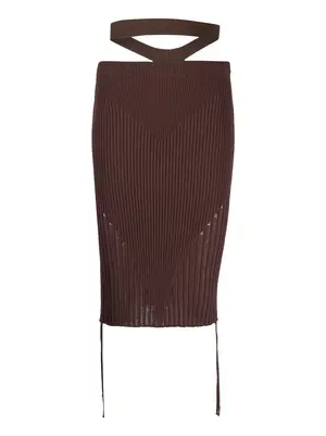 ANDREĀDAMO Ribbed-knit Pencil Skirt - Brown