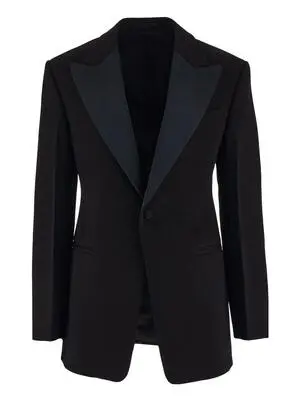FERRAGAMO Single-breasted Tuxedo Blazer - Black