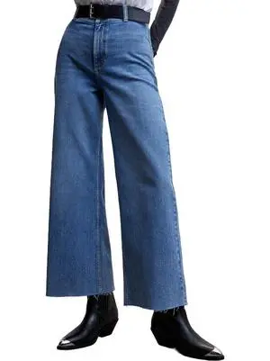 Mango High-waist Culotte Jeans - Medium Blue