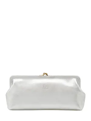 Il Bisonte Classic Vacchetta Leather Clutch Bag - Silver