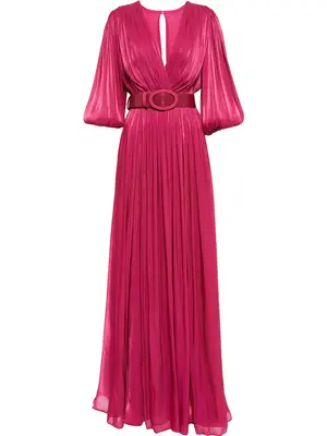 Costarellos Mira Pleated Georgette Gown - Pink