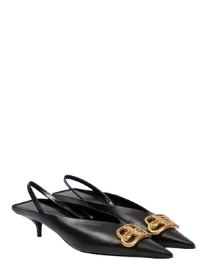 Balenciaga Square Knife Slingback Mules - Black