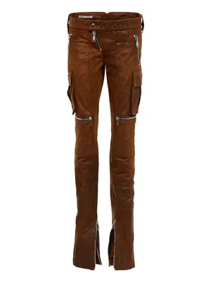 LAQUAN SMITH High-rise Leather Pants - Brown