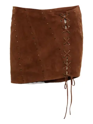 ALESSANDRA RICH Alessandra Rich Crystal-Embellished Suede Miniskirt