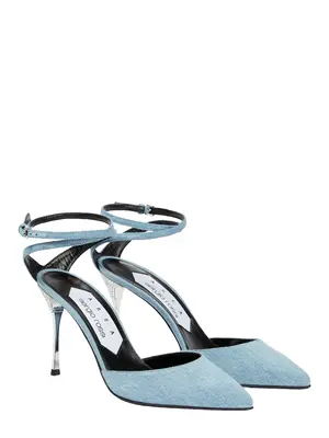 AREA X Sergio Rossi Marquise Denim Pumps - Blue