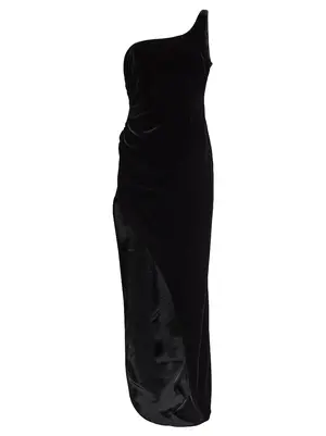 Alessandra Rich One-shoulder Velvet Maxi Dress - Black