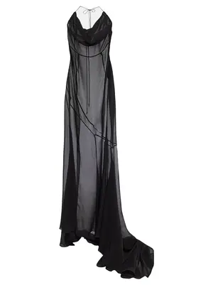 Alessandra Rich Silk Georgette Gown - Black