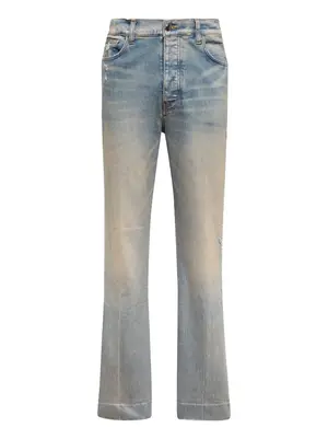Amiri Distressed Embellished Denim Jeans - Blue