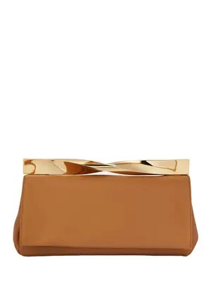 AQUAZZURA Twist Leather Clutch - Beige