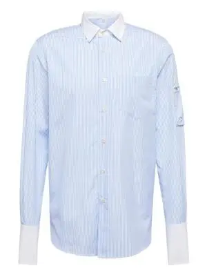 WINNIE N.Y.C Striped Cotton Poplin Shirt - Blue