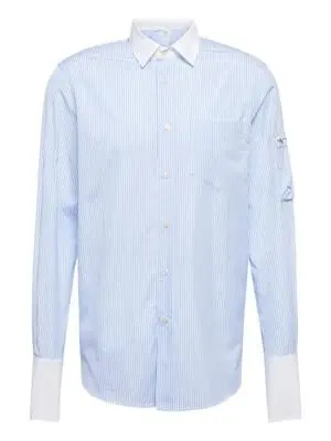 WINNIE N.Y.C Striped Cotton Poplin Shirt - Blue
