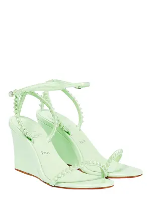 CHRISTIAN LOUBOUTIN So Me 85 Leather Wedge Sandals - Green