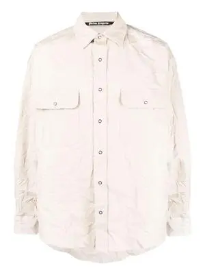 Palm Angels Logo-print Long-sleeve Shirt - Neutrals