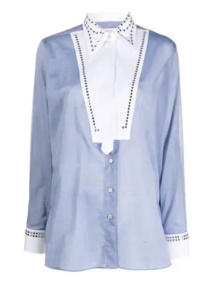 WALES BONNER Stud-embellished Bib Shirt - Blue
