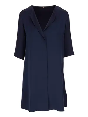 PETER COHEN V-neck Silk Dress - Blue