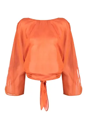 ALBERTA FERRETTI Alberta Ferretti V-Back Long-Sleeve Blouse