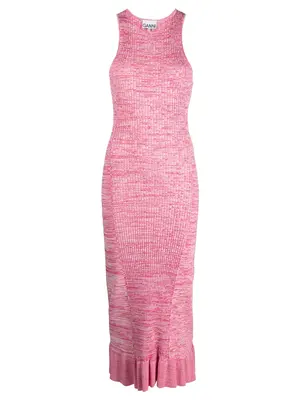 GANNI Knitted Midi Dress - Pink