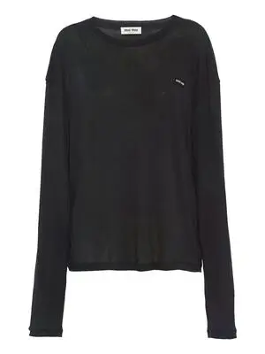 Miu Miu Logo-patch Long-sleeve T-shirt - Black