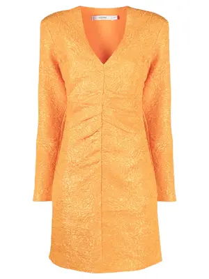 GESTUZ Jacquard V-neck Mini Dress - Orange