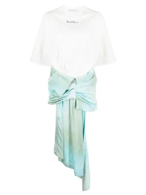 Off-White Draped-skirt Mini Dress - White