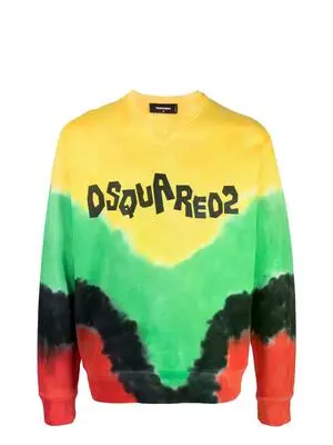 Dsquared2 Logo-print Tie-dye Cotton Sweatshirt - Green