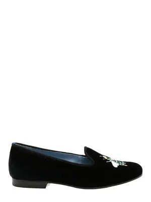 BIRD&CO Blue Bird Shoes Embroidered Bee Velvet Loafers