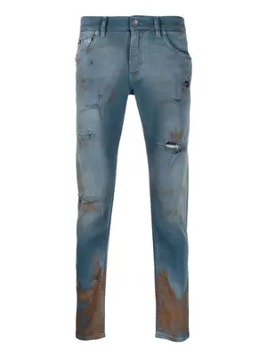 Dolce & Gabbana Distressed Straight-leg Jeans - Blue