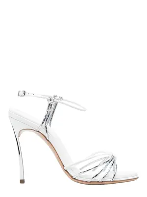 Casadei Blade 100mm Metallic Sandals - White