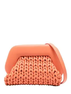 THEMOIRE Cable Knit Leather Satchel - Orange