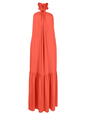 Erika Cavallini Pleat-detail Halterneck Maxi Dress - Red