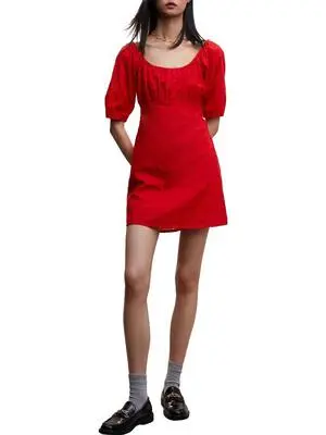 Mango Broderie Anglaise Cotton Dress - Red