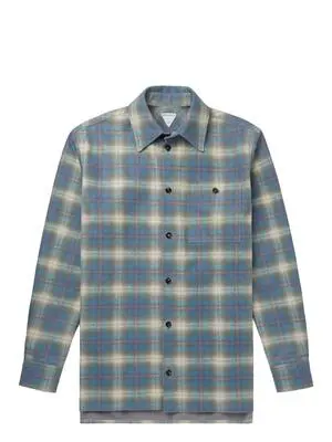 Bottega Veneta Checked Leather Shirt - Blue
