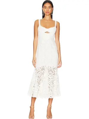 Saylor Lesli Midi Dress - White