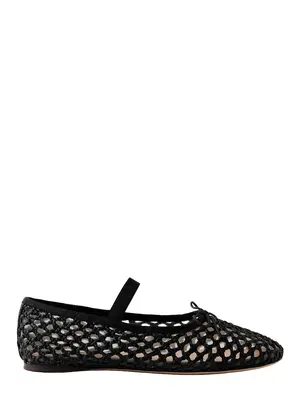 LOEFFLER RANDALL Leonie Raffia Mary Jane Ballet Flats - Black
