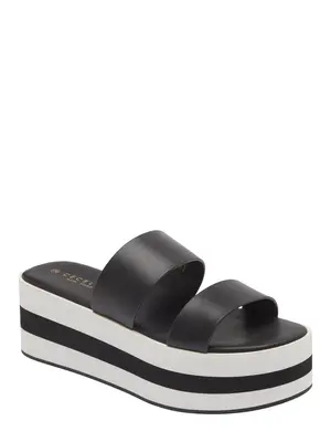 CECELIA NEW YORK Cecelia New York King Platform Slide Sandal Black And White
