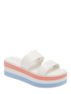 CECELIA NEW YORK King Platform Slide Sandal - White Multi