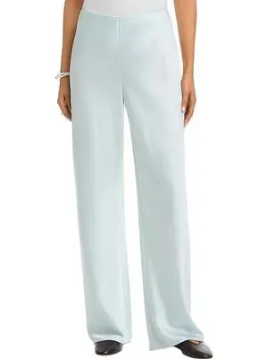 Vince High Waisted Wide Leg Satin Trousers - Sea Tint