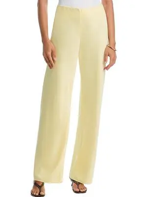 Vince High Waisted Wide Leg Satin Trousers - Sun Glow