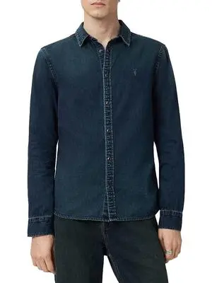 ALLSAINTS Gleason Long Sleeve Denim Shirt Phantom Blue